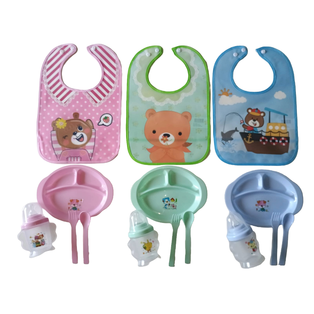 Kit Alimentação Introdução Alimentar Bebê Prato Garfo Colher Copo Bico ...