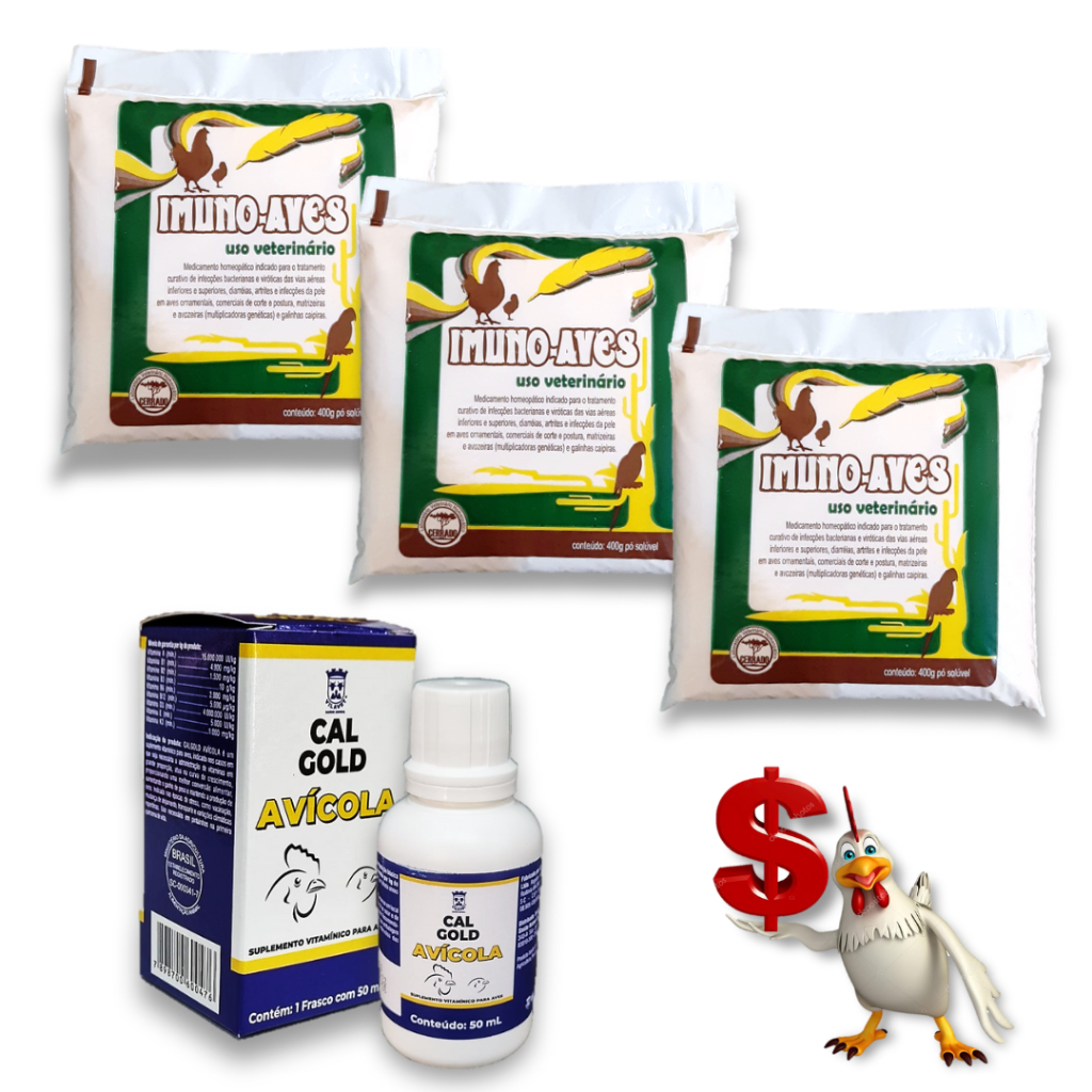 Imuno Aves 3un Homeopático Aves Galinhas - Calgold Avícola 50ml ...