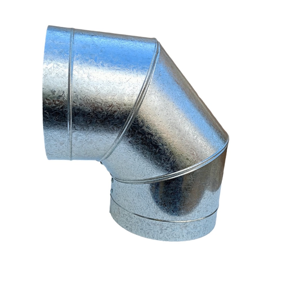 Curva 90° de Chaminé Chapa Zinco Galvanizada para entrada Duto de 150 ...