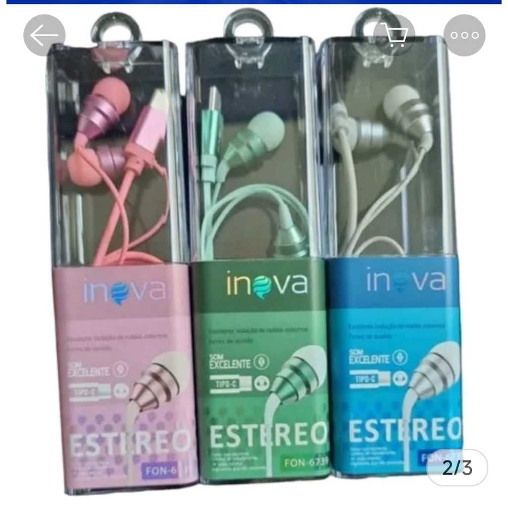 FONE DE OUVIDO COM FIO E MICROFONE TIPO C INOVA | Shopee Brasil