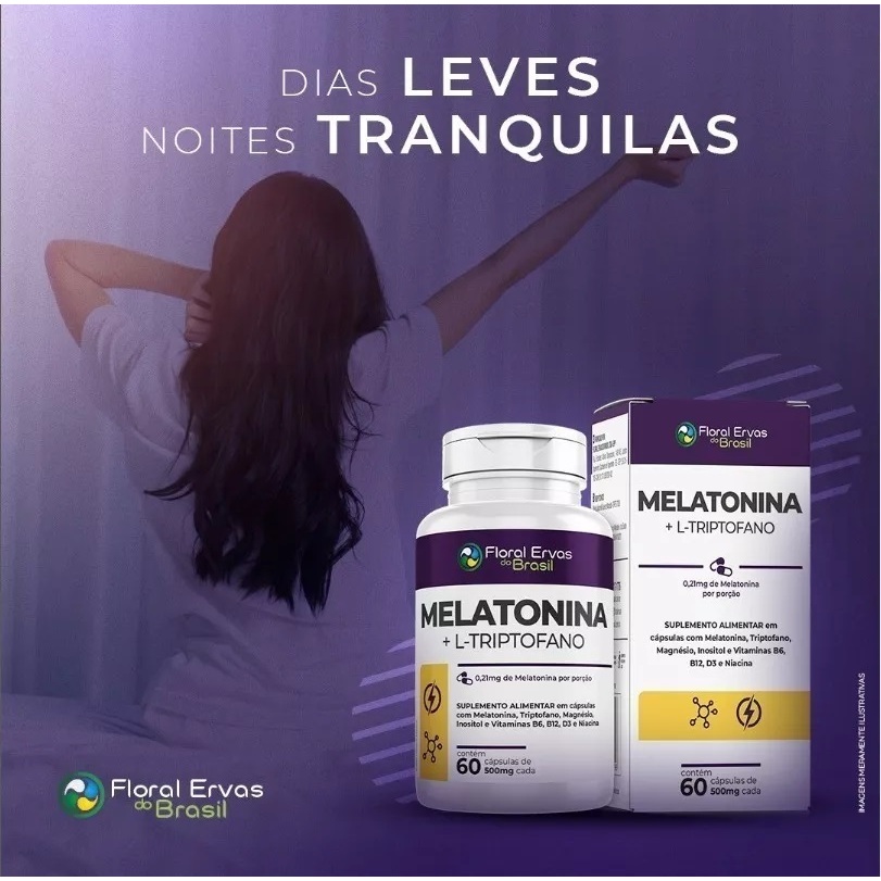 Melatonina Triptofano Magnésio 500mg 60 cápsulas com Inositol e ...