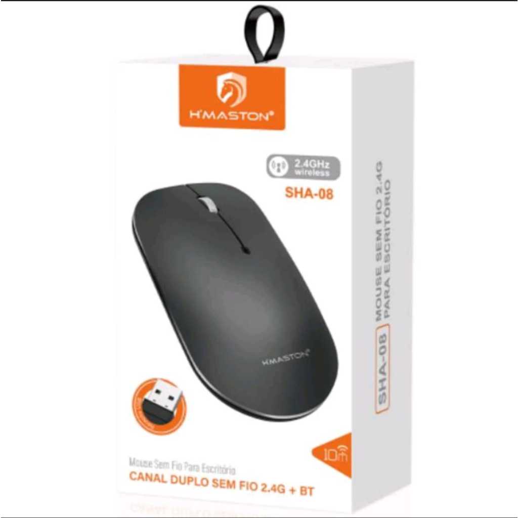 Mouse sem fio 2.4g Bluetooth wireless Hmaston sha-08canal duplo ...