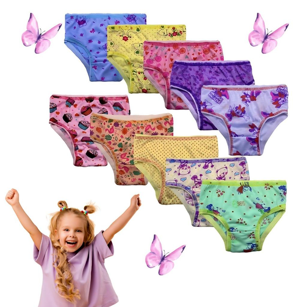 Kit 10un Calcinhas menina criança 0 - 8 anos Calcinha Infantil bebê 100 ...