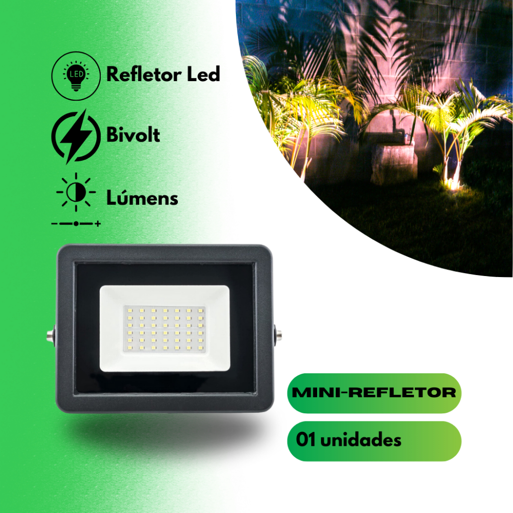 Mini Refletor Led Smd 30w 50w 100w 150w Holofote IP65 Slim Branco Frio 6500k | Shopee Brasil