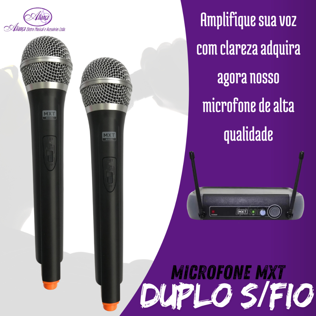 Microfone Sem Fio Duplo de Mão Mxt UHF-202 | Shopee Brasil