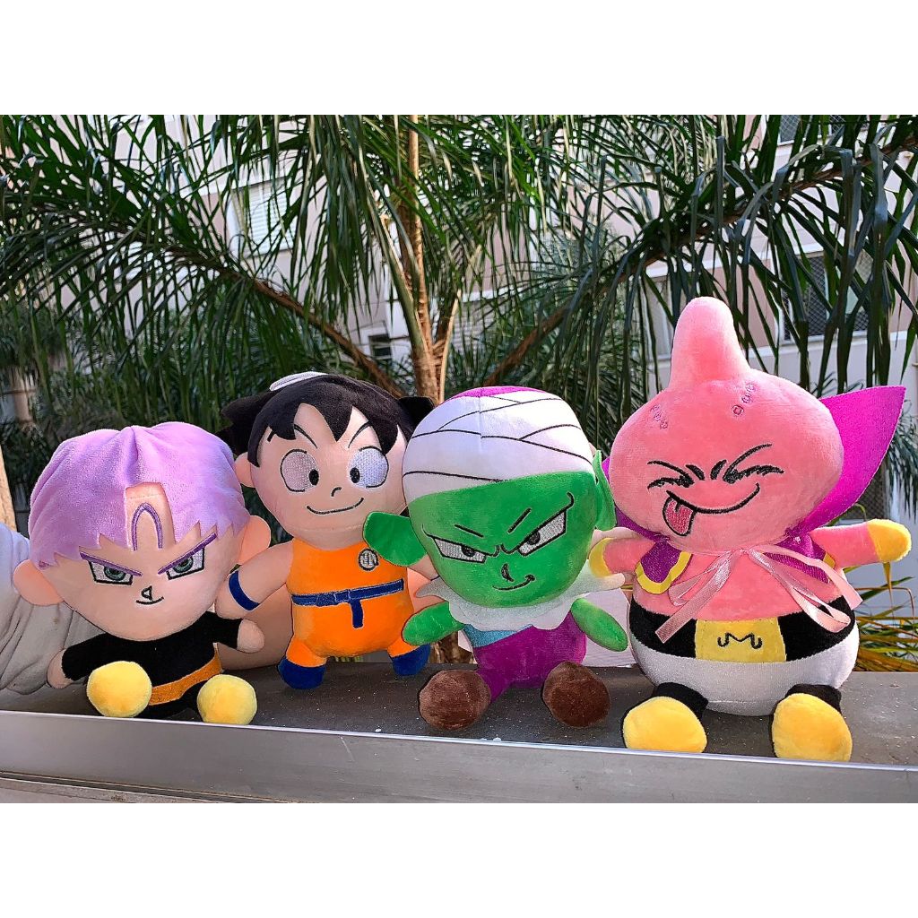 Pelúcia Anime Dragon Ball Z, Gohan, Trunks, Piccolo e Majin Boo 20cm ...