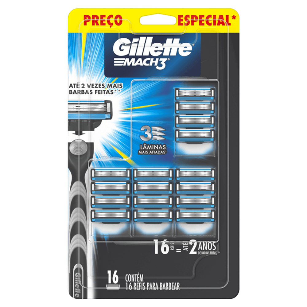 Carga Para Gillette Mach3 Sensitive Ou Normal Com 16 Unidades Original ...