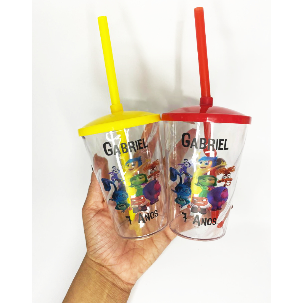 20 Copos Twister Shake C/ Tampa E Canudo Personalizado Divertidamente 2 ...