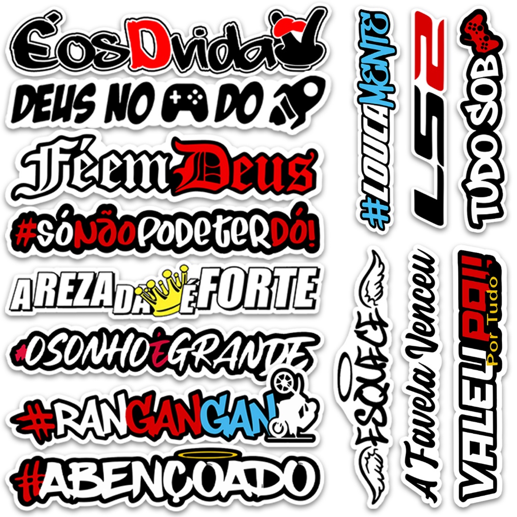 Mega Adesivos 14 Frases Grande 20cm Carro Moto Bike Bag Caderno Notebook Sticker Cartela ...