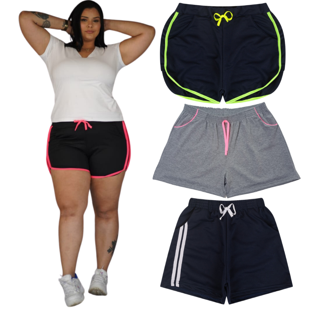 Kit Short Combo 3 Shorts Diferentes Verao Ate Tamanho Plus Size ...