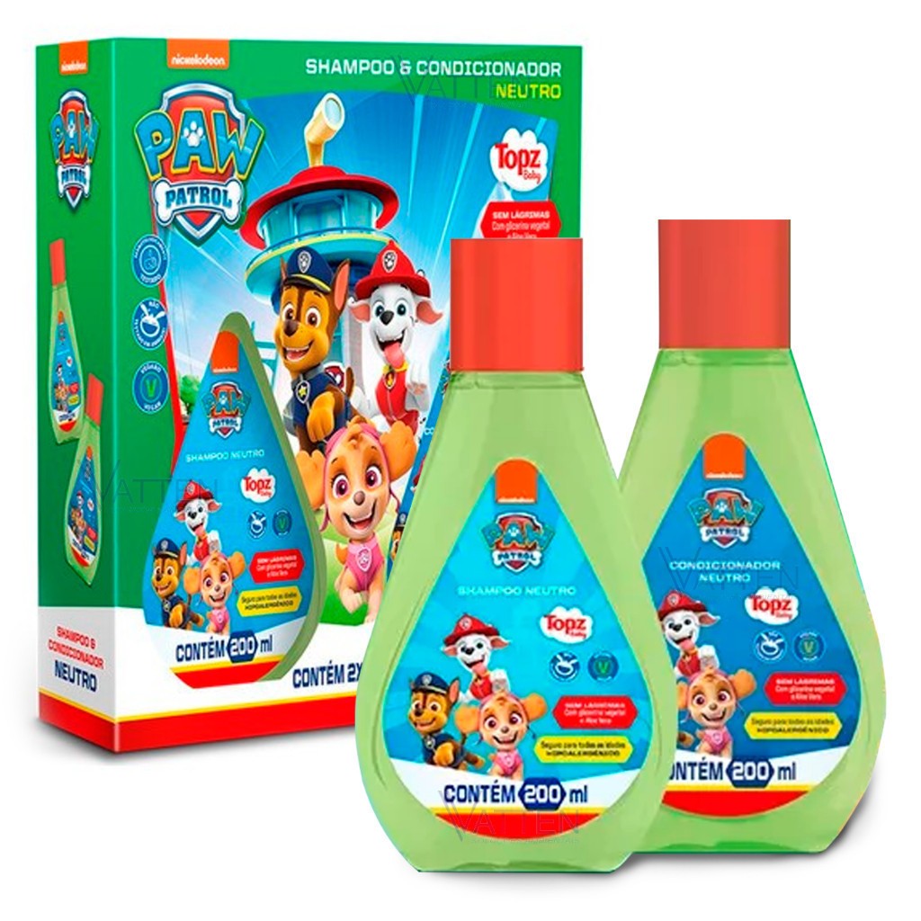 Kit Shampoo e Condicionador Neutro - 200ml Cada - Patrulha Canina Topz ...