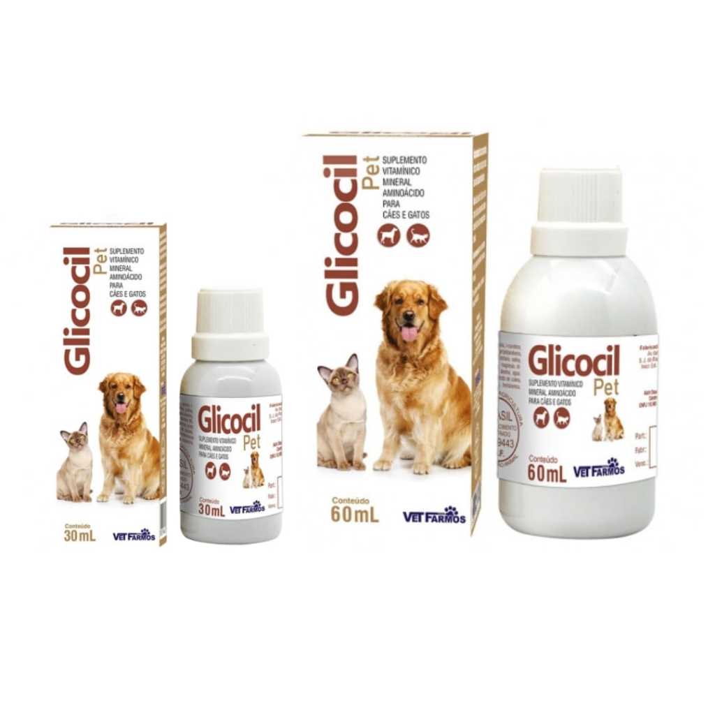 Glicocil Pet 30ml ou 60ml Suplemento Vitamínico Para Cães e Gatos ...