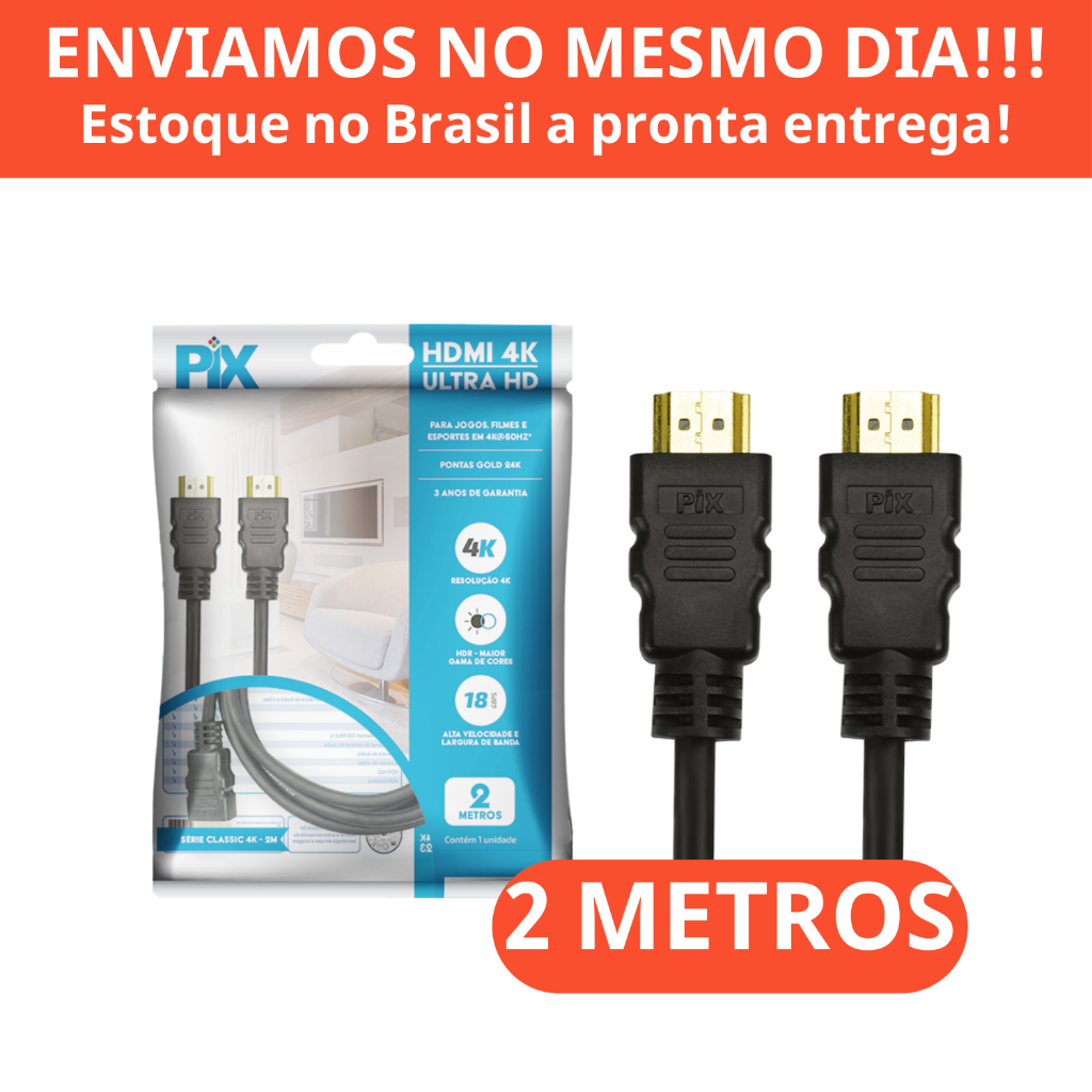Cabo HDMI 2.0 4k 3d UltraHD 19 Pinos Chip 2 Metros Game Ps4 Xbox PC ...