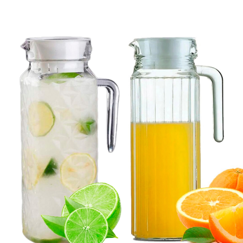 Jarra De Vidro Com Tampa Para Porta de Geladeira Suco Água 1 Litro e 520ml | Shopee Brasil
