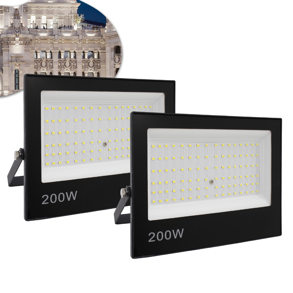 Kit 2 Refletor Led Holofote 200w Ip66 Bivolt Branco Frio | Shopee Brasil