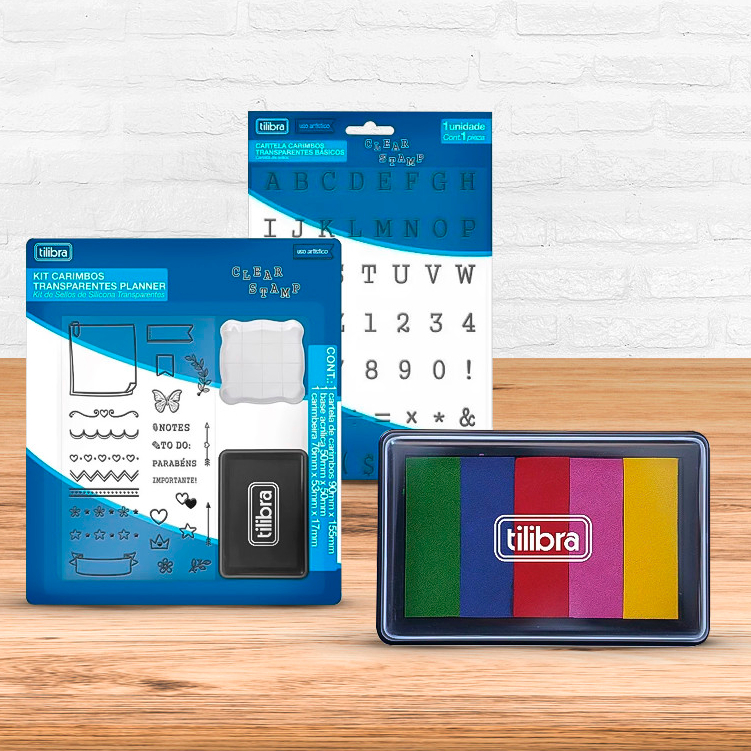 Kit Carimbo + Cartela + Carimbeira 6 Cores Tilibra Completo | Shopee Brasil
