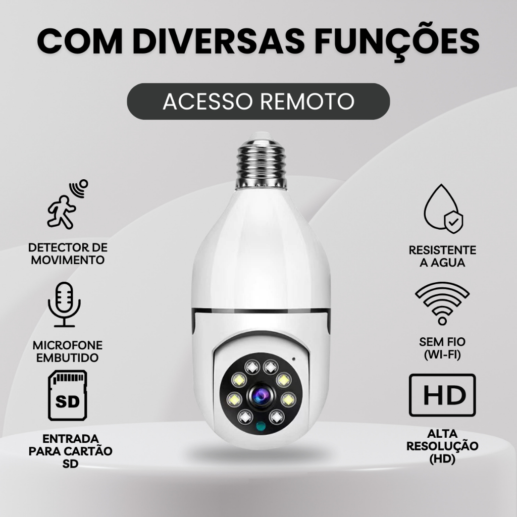 Câmera de segurança wi-fi ip sem fio 360 encaixe lampada aplicativo ...