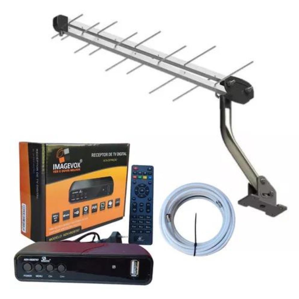 Antena Externa Digital 4k Uhf Hdtv Completa + Conversor | Shopee Brasil