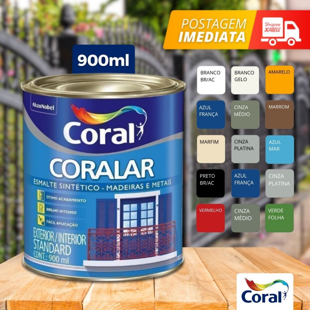 Tinta Esmalte Sintético Coral Madeira e Metal Coralar Exterior/Interior ...