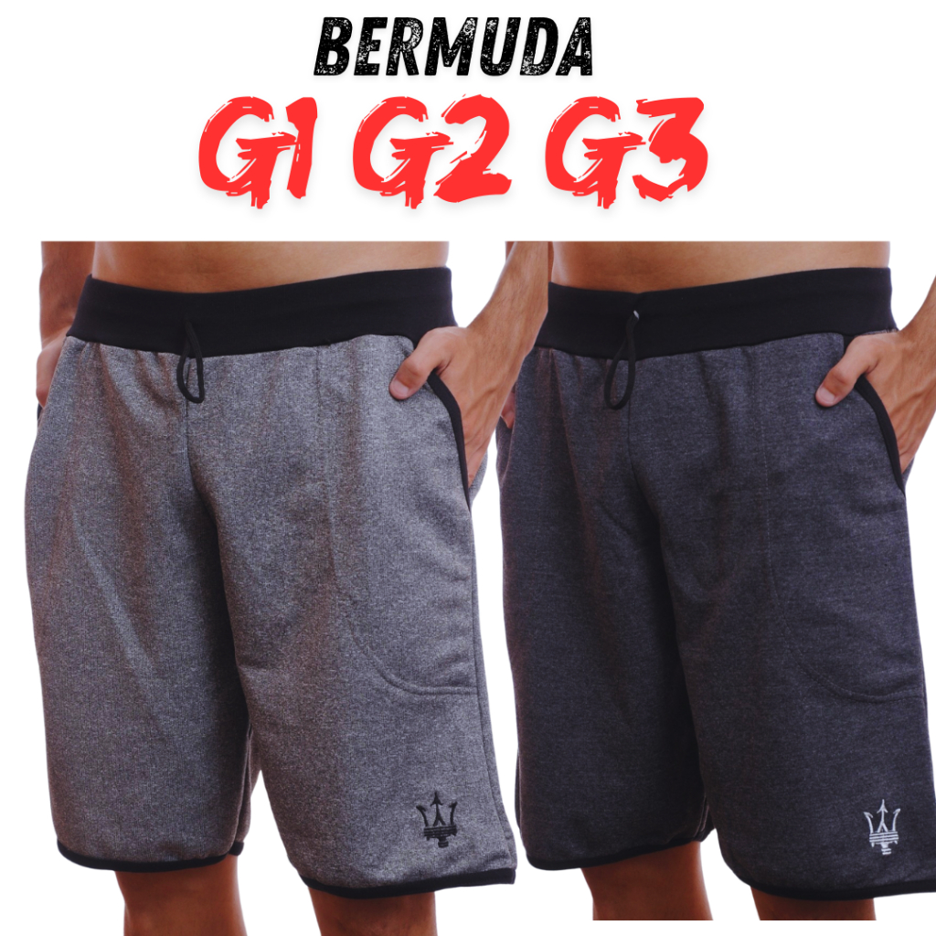 KIT 2 Bermuda Moletom Plus size G1 G2 G3 Shorts masculino academia Nobre liso - Faz a Boa!