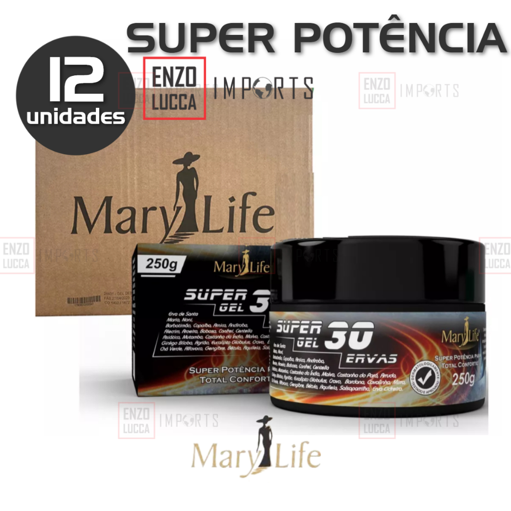 Kit 12 Super Gel 30 Ervas Mary Life Pote 250g | Shopee Brasil