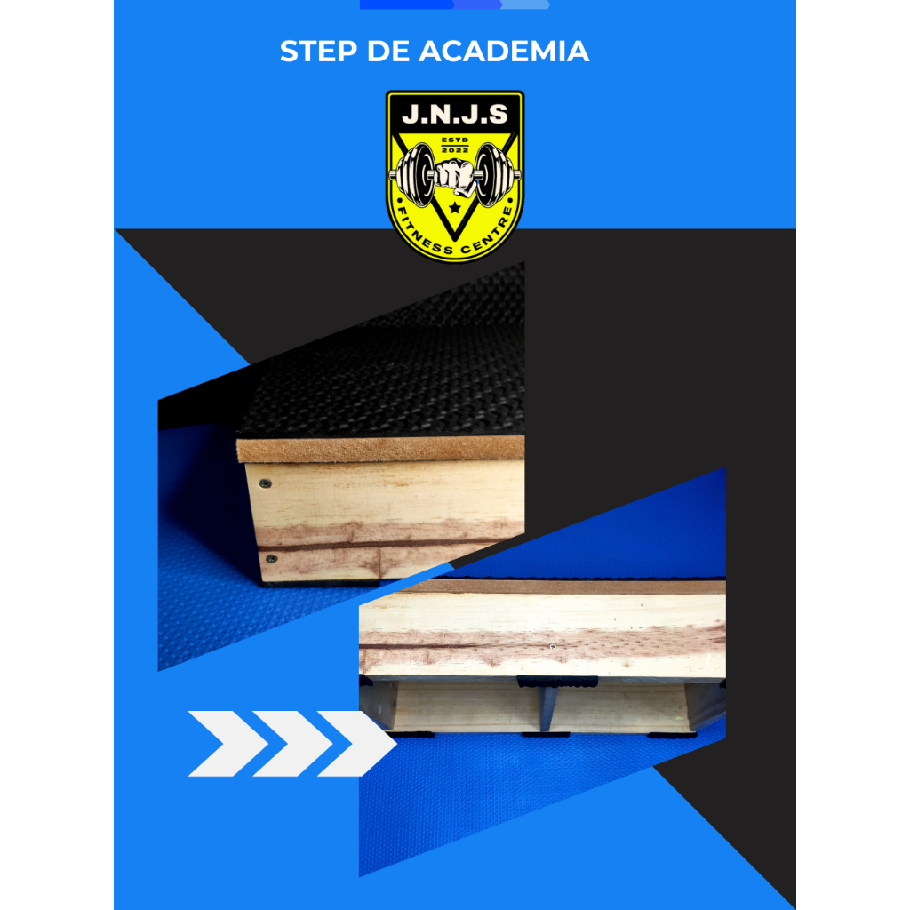 Step de academia Em Madeira Maciça- 50x30x10 cm Coberto com EVA 5mm ...