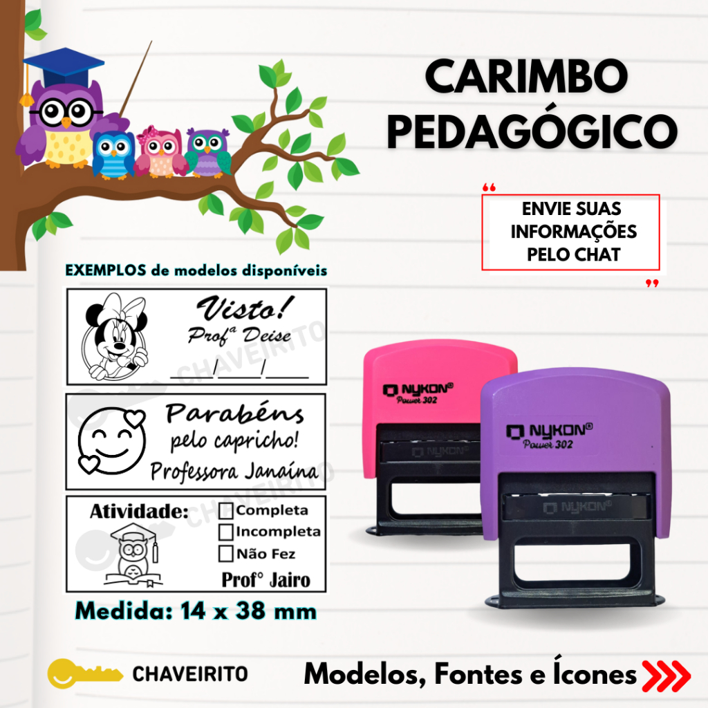 Carimbo Automático para Professores Didático Pedagógico Visto Escolar ...