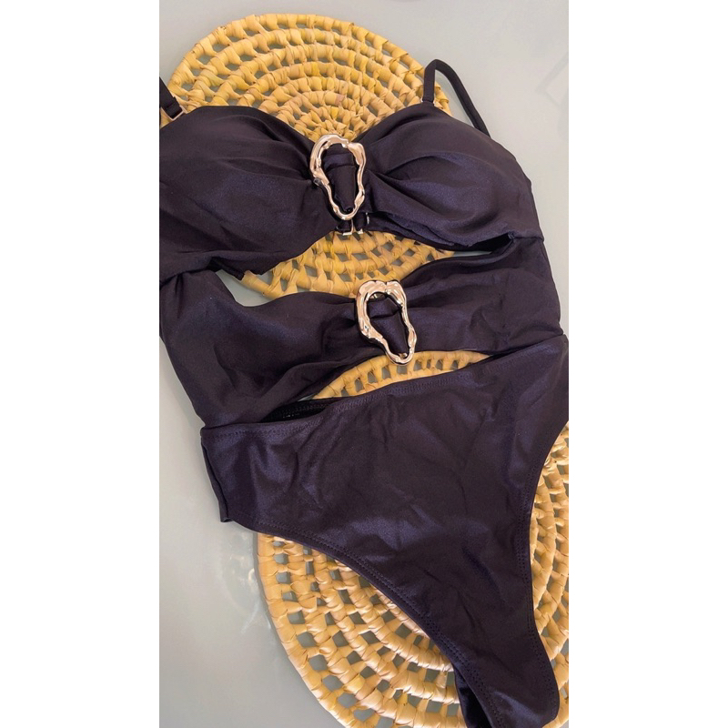 Maiô luxo fio duplo tendência blogueira moda praia com acessório fivela ...