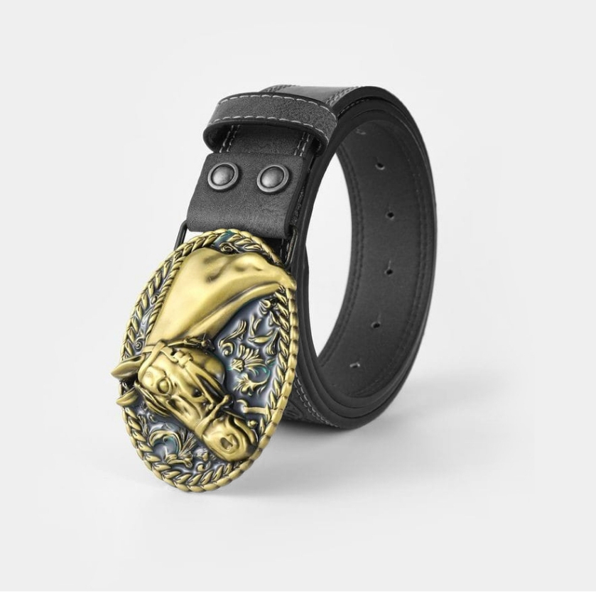 Cinto Grosso Preto com Fivela Oval Country Castela Unissex | Shopee Brasil