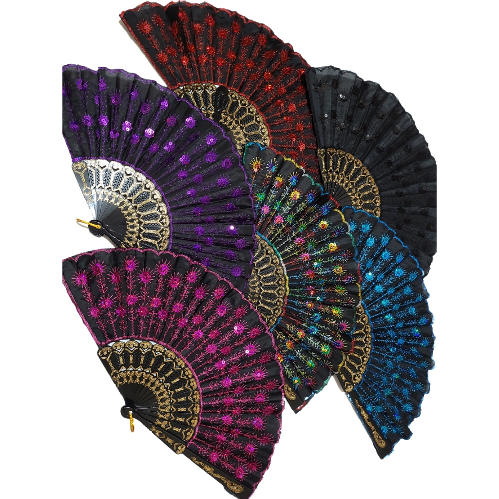 Leque Dobrável Paetê Luxo com Decoração Brilho para Abanar da china ...
