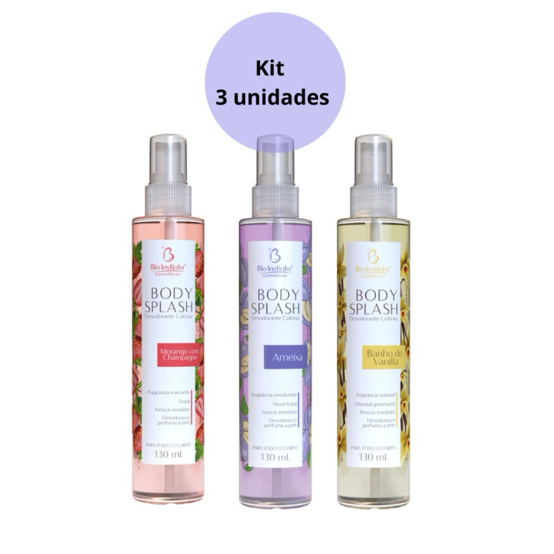 03 Body Splash Bio Instinto 130mL Colonia Desodorante Perfumada ...
