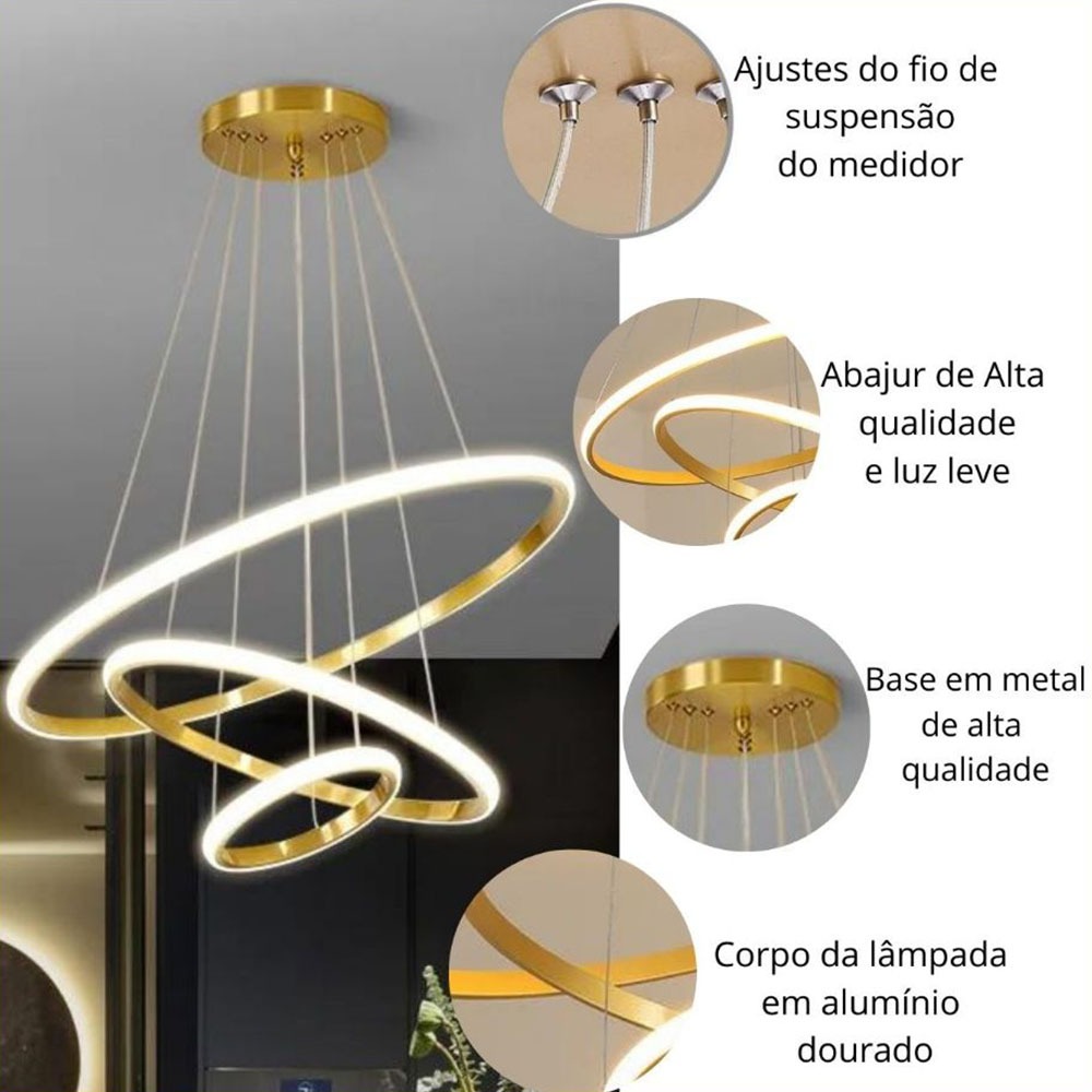 3 Cores (110V/220V) Lustre De Teto Nórdico De Luxo Lustre Para Sala De ...
