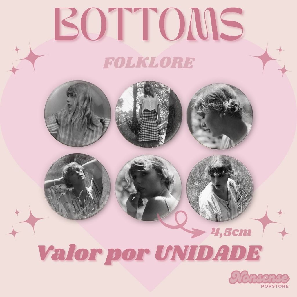 Bottom/Broche Taylor Swift Folklore- 4,5cm (Unidade/Kit) | Shopee Brasil