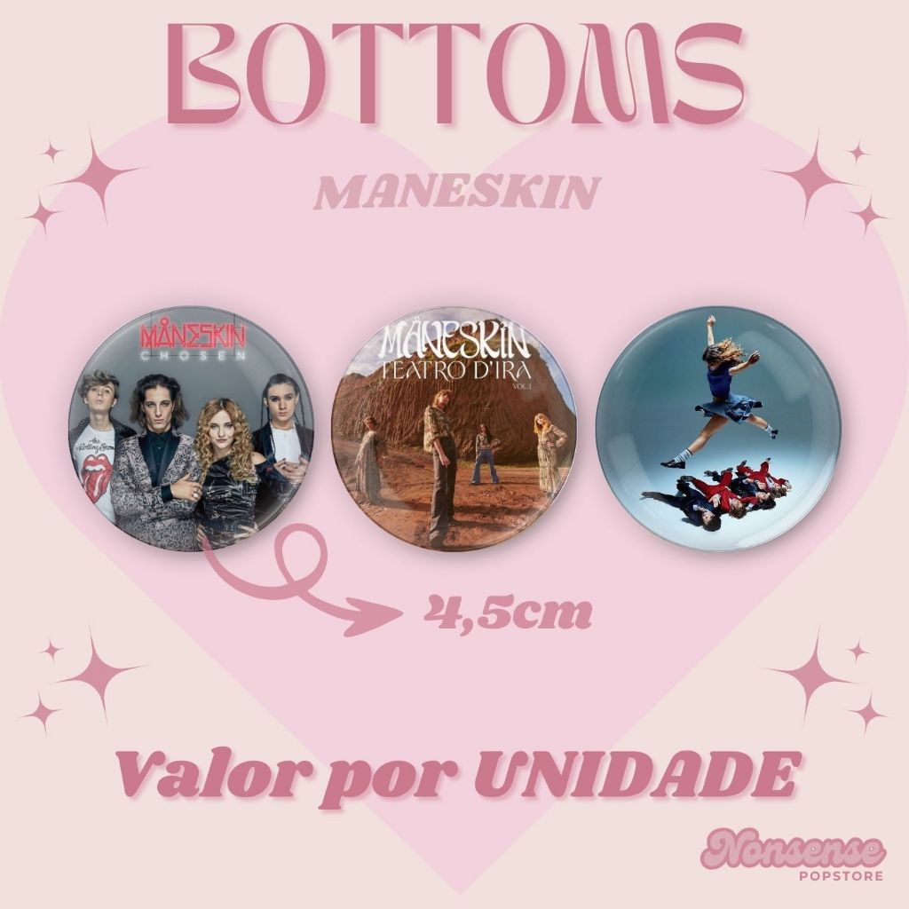 Bottom/Broche Maneskin Albums - 4,5cm (Unidade/Kit) | Shopee Brasil