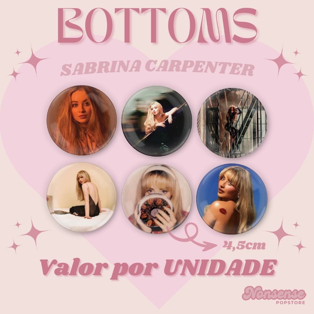 Bottom/Broche Sabrina Carpenter Albums - 4,5cm (Unidade) | Shopee Brasil