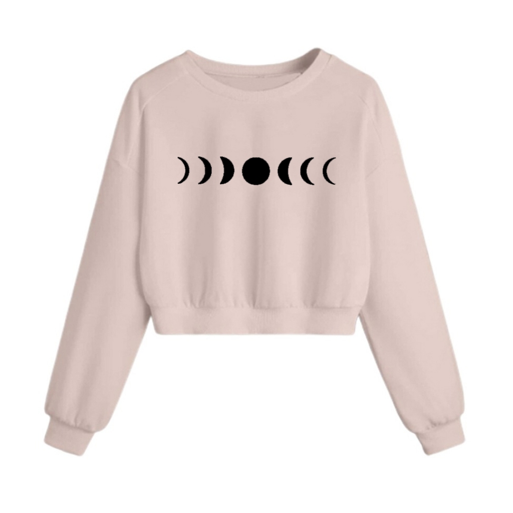 Blusa Cropped Feminino Moletom Premium Fases da lua | Shopee Brasil
