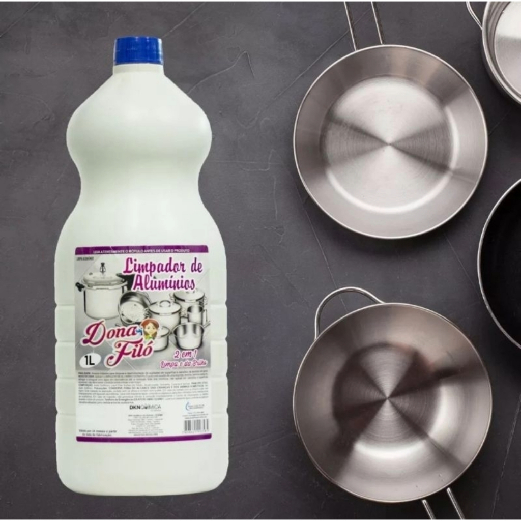 Limpador de Alumínio 1L limpa Panelas e da Brilho 2 em 1 Dona Filo ...