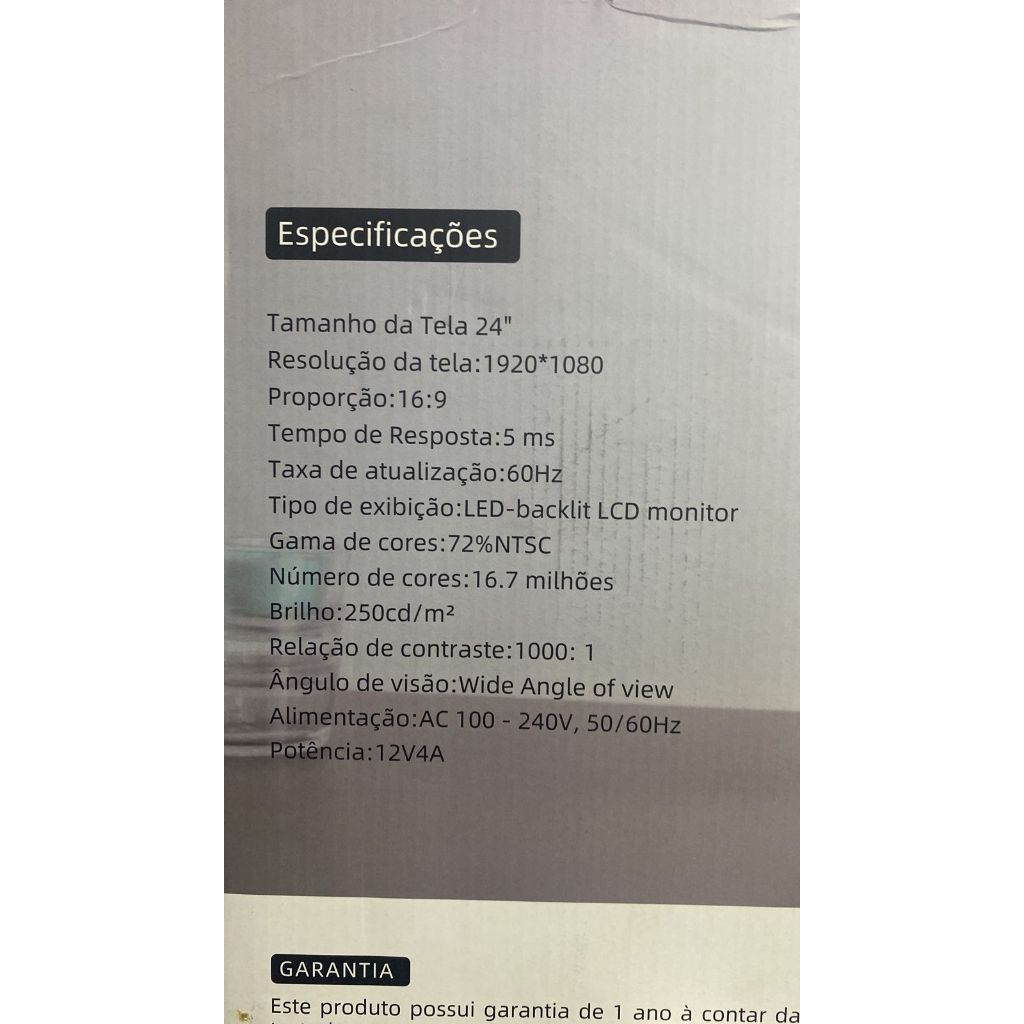 Monitor Gamer 24 Polegadas Full Hd 60hz Hd 5ms Mtm-1024 Cor Preto ...