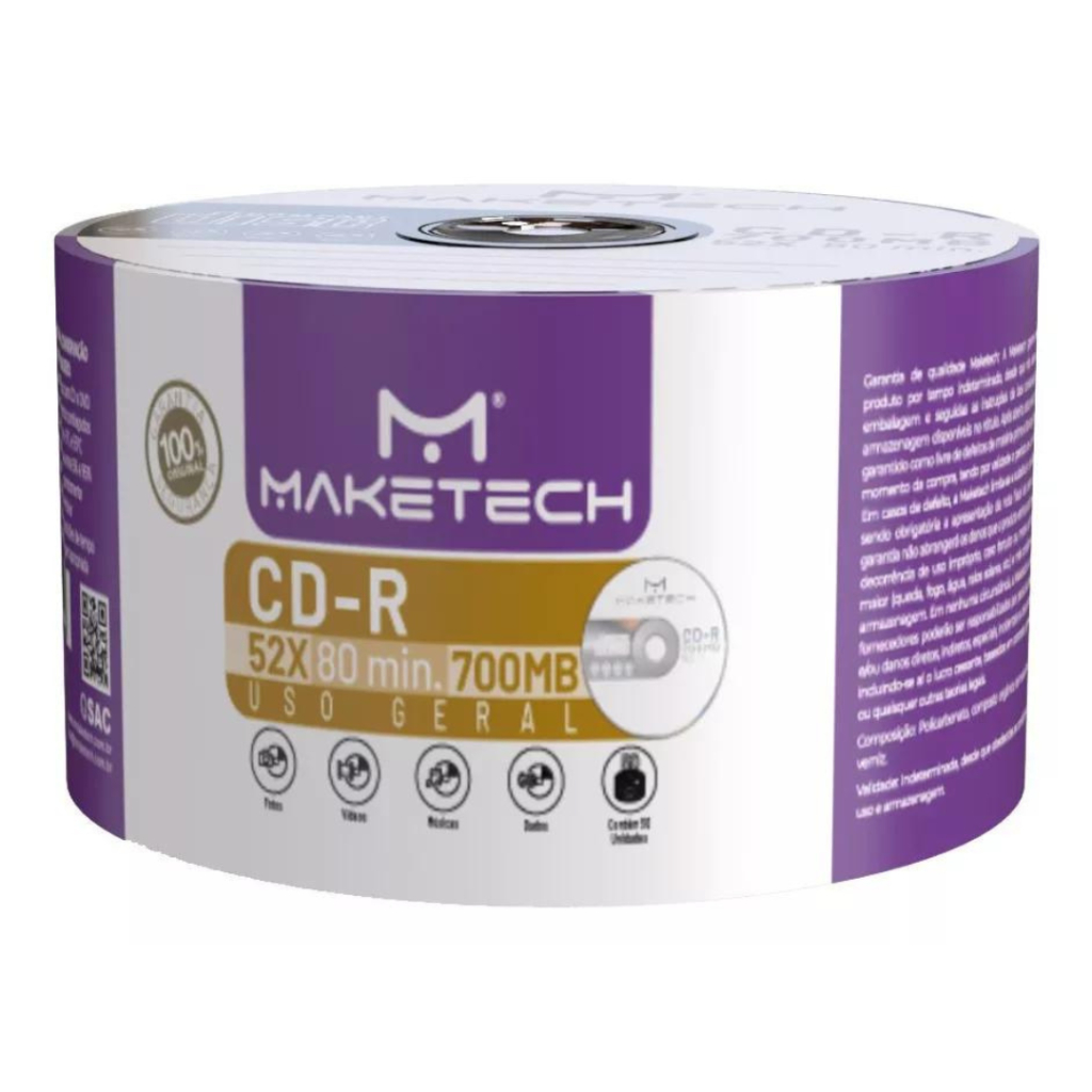 100 Unidades Cd-r Com Logo 52x 700mb Maketech | Shopee Brasil