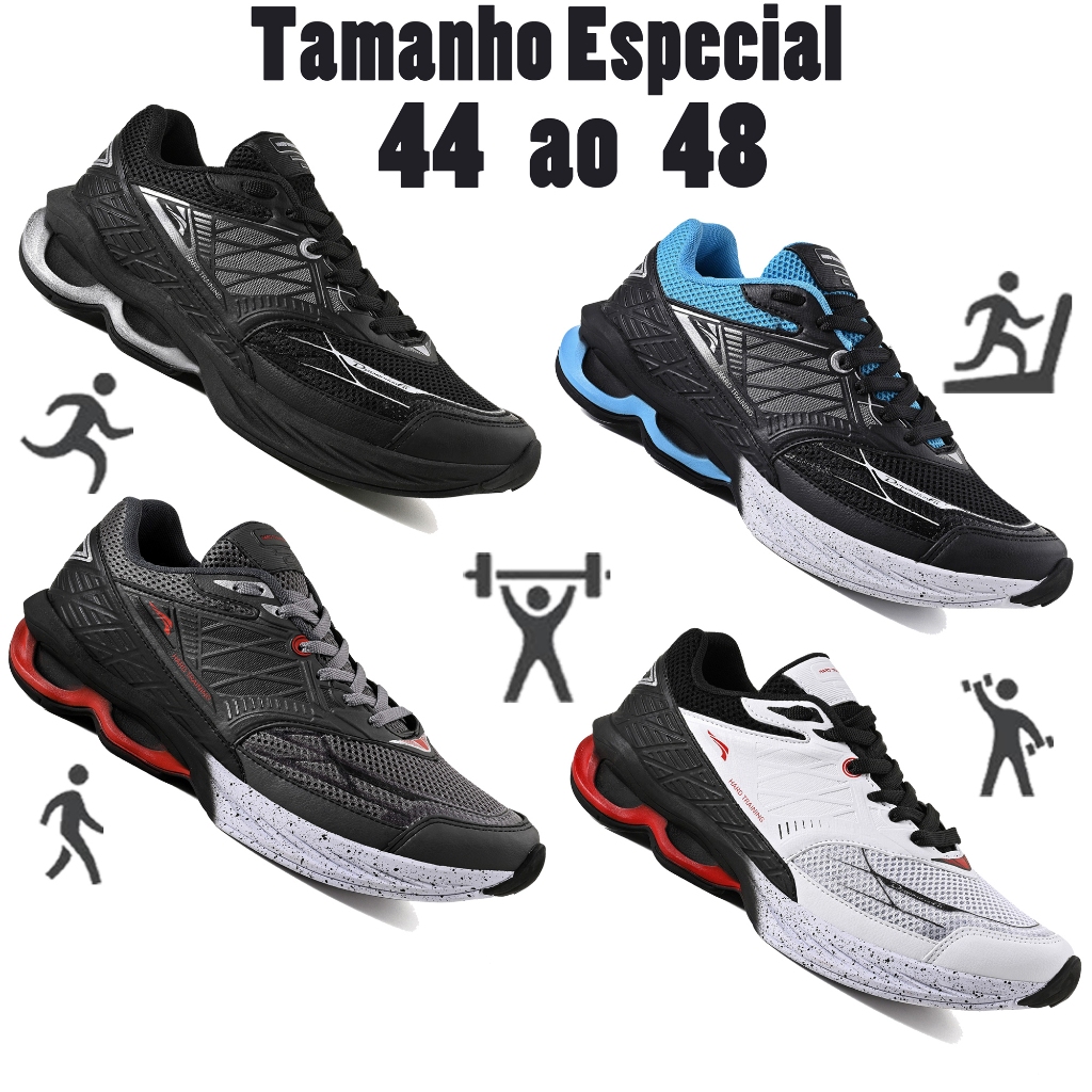 Tenis 44 45 46 47 E 48 Esportivo Tenis Tamanho Especial Treino Academia Corrida Caminhada - Faz ...