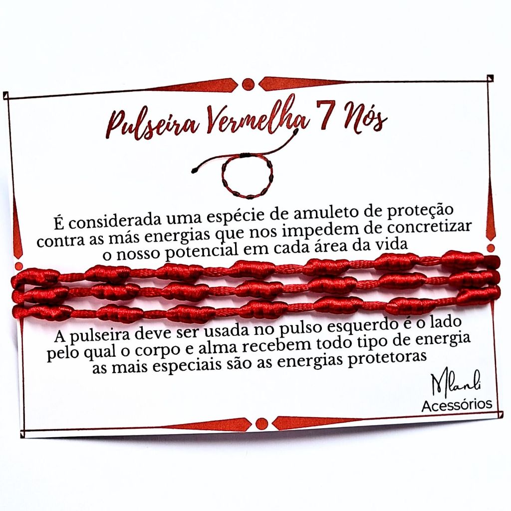 kit Pulseira Vermelha 7 Nós Bebê Infantil Adulto Kit 3 Kit 5 Kit 6 ...