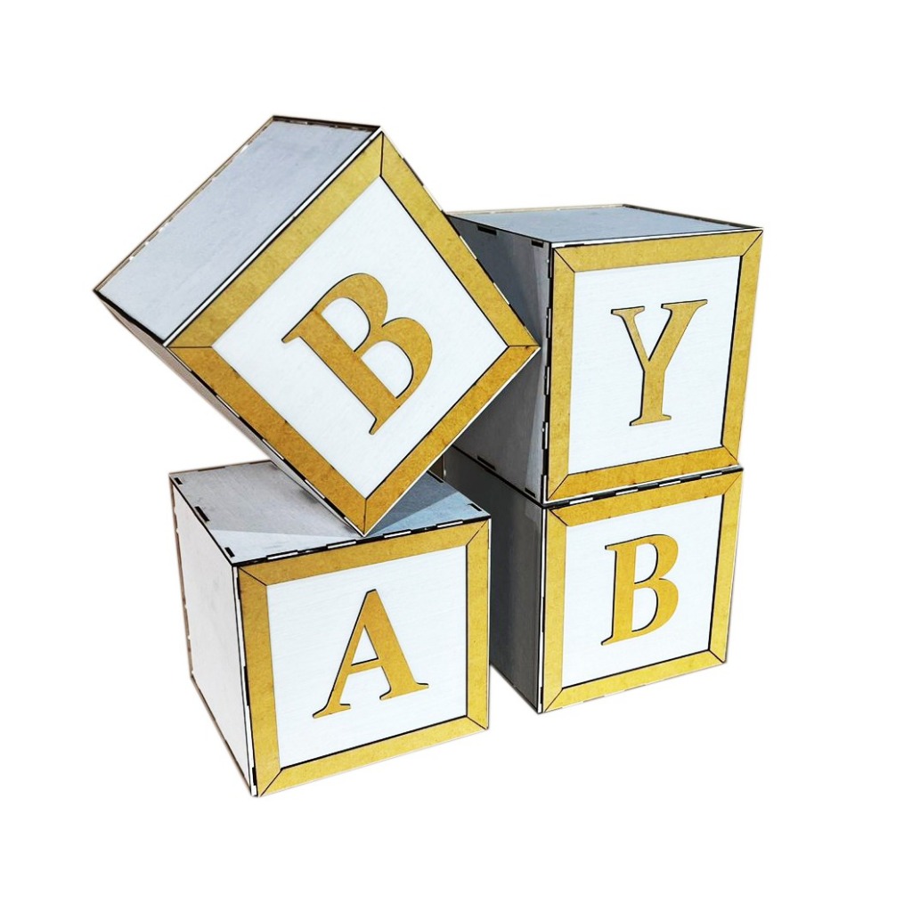 Kit 4 Cubos Baby 20X20/ Decoração de Festa / Decoração Revelação MDF ...