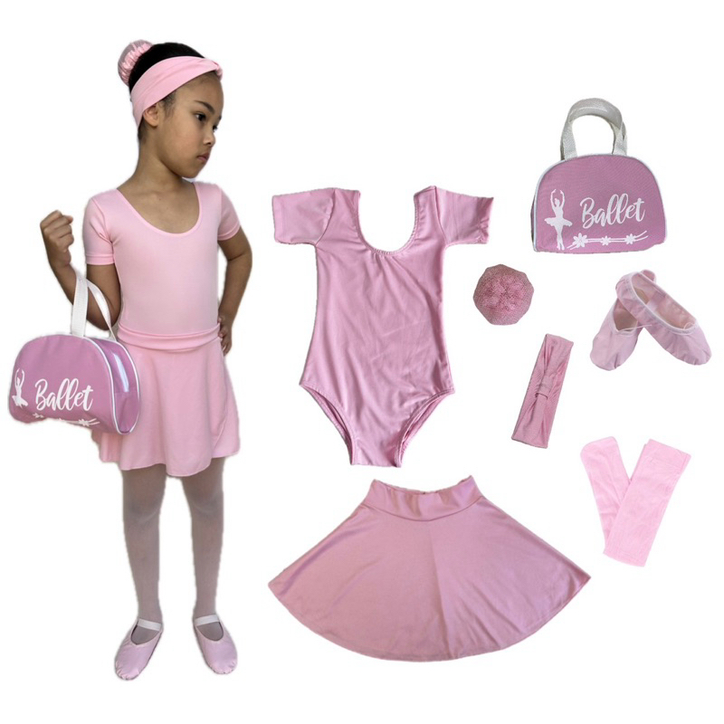 Kit Ballet 7 itens/ uniforme para dança[balé] infantil completo - Saia ...