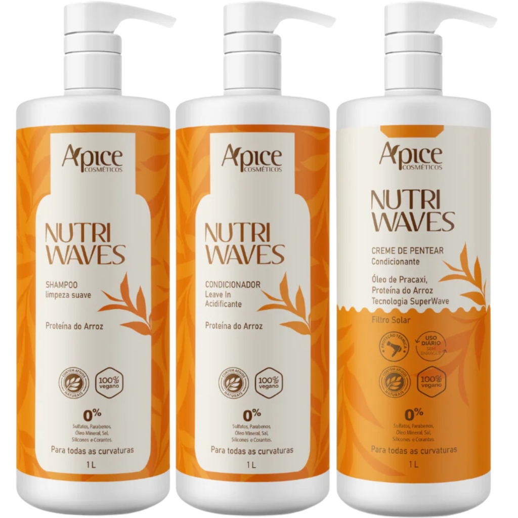 Kit Apice Nutri Waves Shampoo Condicionador Creme De Pentear - Apse ...