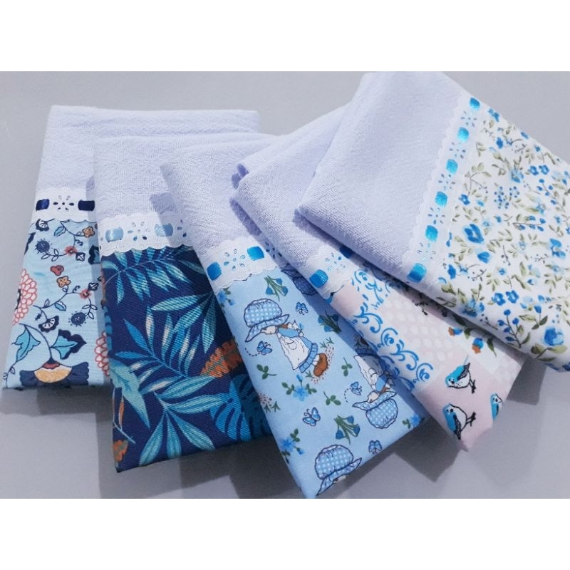 Kit 5 panos de prato folhas e flores azuis | Shopee Brasil