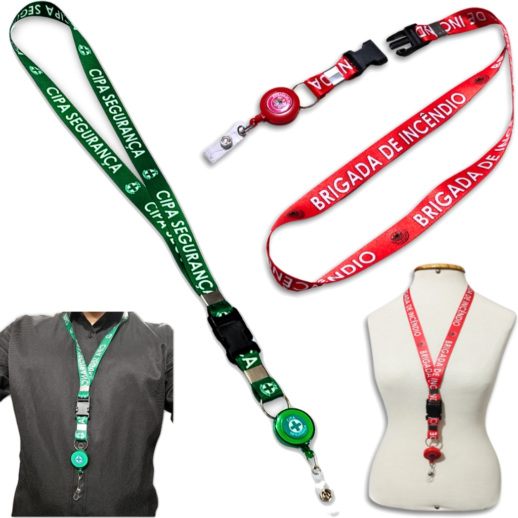 Cordão Brigada de incêndio Cipa Vermelho Roller Porta Crachá | Shopee Brasil