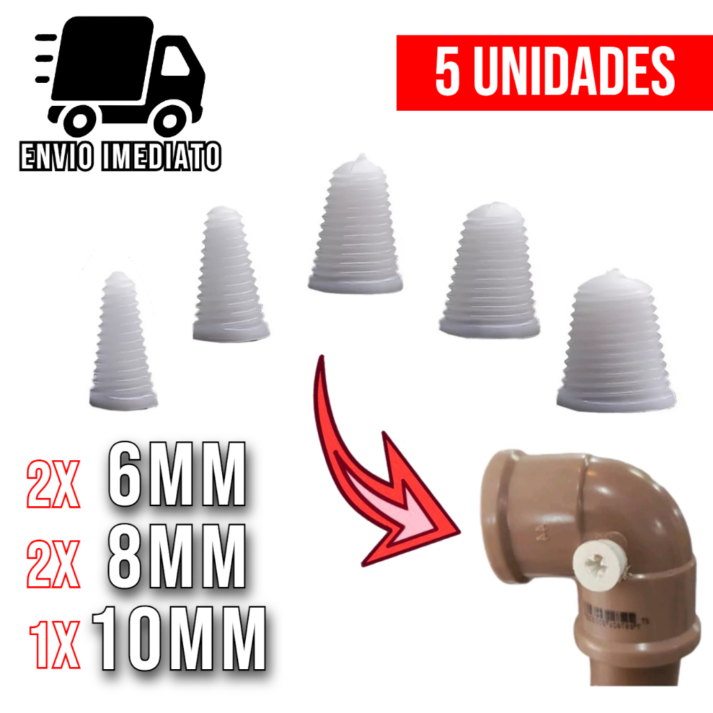 Kit 5 Tapa Furo para Cano de Água Furado 3 Medidas com Rosca | Shopee ...