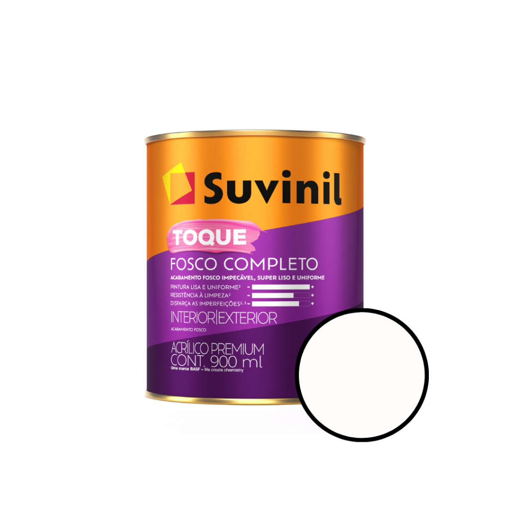 Tinta Acrílica Fosco 900ml Branco Neve Premium Toque Fosco Completo Parede Suvinil Antigo Fosco ...