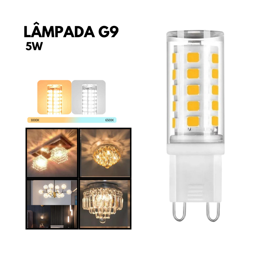 Lâmpada Led G9 5W Halopin Bipino 110v/220v Branco Quente 3000K Branco Frio 6500K | Shopee Brasil