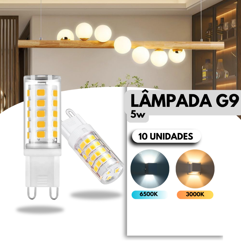 Kit 10 Lâmpada Led G9 5W Halopin Bipino 110v/220v Branco Quente 3000K Branco Frio 6500K | Shopee ...